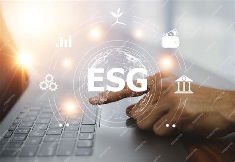 Esg 개념 남자 Esg 아이콘 환경 사회 및 거버넌스 세계 지속 가능한 환경 개념 프리미엄 사진