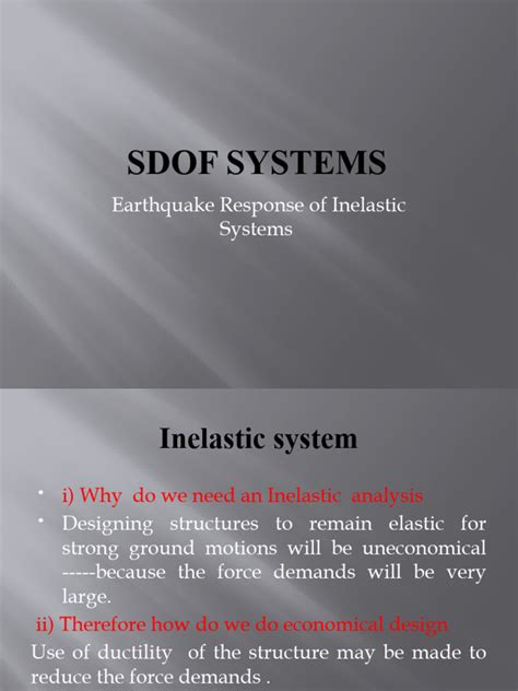 Lecture 3 Sdof Inelastic Systems Download Free Pdf Deformation