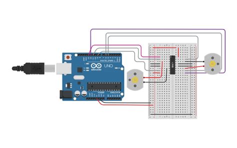 Circuit Design Run And Control Dc Motors 2 Motors Tinkercad