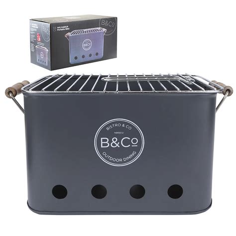 Portable Grey Rectangular Bbq Charcoal