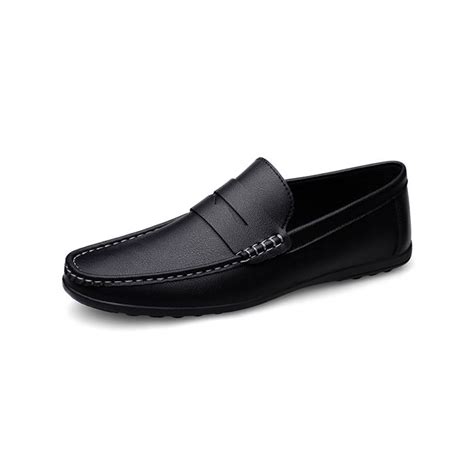 Mocassins En Cuir Noir Détente Chaussures Homme