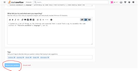 The Review Your Question Button Is Not Activated Meta Stack Overflow