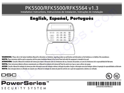 Dsc Pk5500 Security System Installation Instructions Manual Pdf View