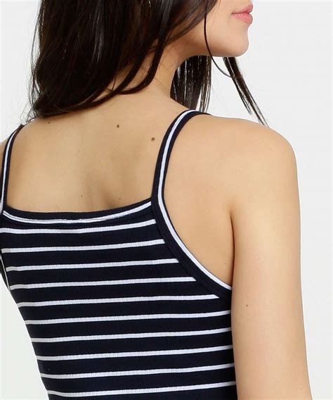 Vestido Feminino Canelado Listrado Alças Finas Marisa