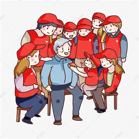 手绘卡通志愿者做公益素材图片免费下载 千库网
