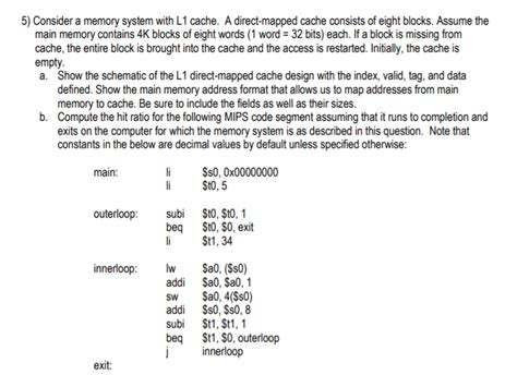 5 Consider A Memory System With L1 Cache A Chegg