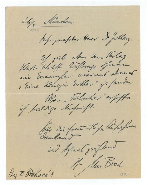 2 Eigenh Briefe Mit U By Brod Max Schriftsteller 1884 1968