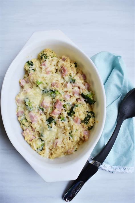 Cheesy Leftover Ham Casserole With Quinoa And Broccoli