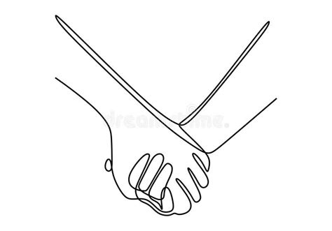 One Line Drawing Of Two Hands Clasping Each Other Symbolizing Unity And Connection Stock Vector