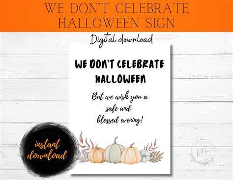We Don T Celebrate Halloween Sign Printable Halloween Etsy
