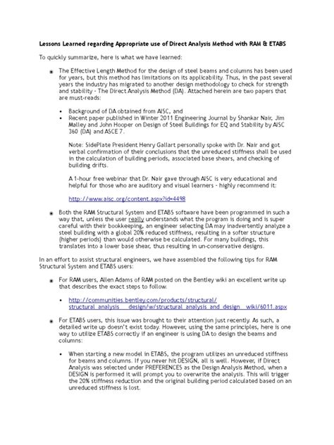 Direct Analysis Method Tips Pdf Buckling Strength Of Materials