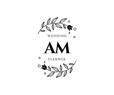 Am Initials Letter Wedding Monogram Logos Collection Hand Drawn Modern Minimalistic And Floral