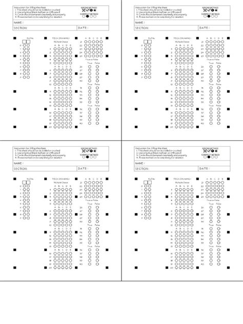 50 Item Answer Sheet Shading Pdf