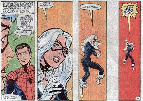 스파이더맨 코믹스 On Twitter 블랙캣은 초기에 스파이더맨의 맨얼굴을 싫어한다는 설정이 있었어요 내가 좋아하는건 스파이더맨이지 그안에 있는 피터 파커가 아니야