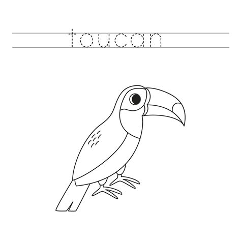 Trace The Letters And Color Cartoon Toucan Handwriting Practice For