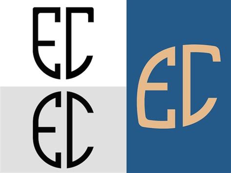 Paquete de diseños de logotipos ec de letras iniciales creativas