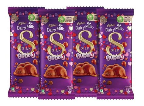 Cadbury Dairy Milk Silk Bubbly Valentine Chocolate Bars 120g Pack Of 4