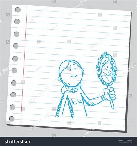 Sketchy Illustration Of A Woman Holding Mirror 75980401 Shutterstock