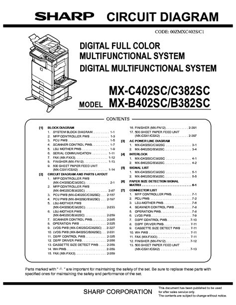 Sharp Mx B402sc B382sc C402sc C382sc Service Manual Download