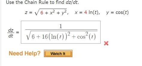 solved use the chain rule to find dz dt