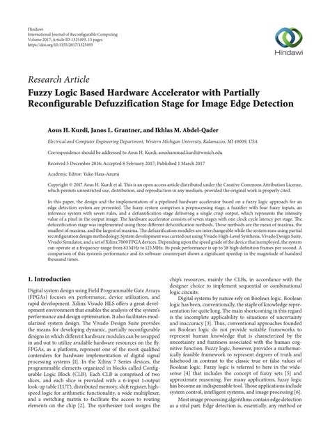 Pdf Fuzzy Logic Based Hardware Accelerator With Partially