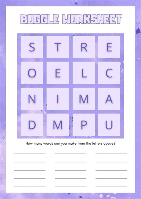 Free Printable Boggle Worksheets [pdf] Printables Hub Making Words Boggle Worksheets