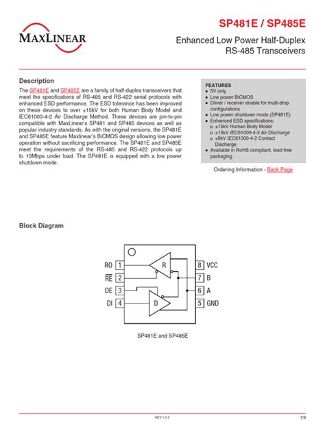 Sp481e Sp485e 1816374 Pdf Electrostatic Discharge Computer
