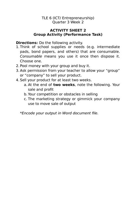 Q3 Wk2 Day2 Performance Task Activity Sheet Tle 6 Ict