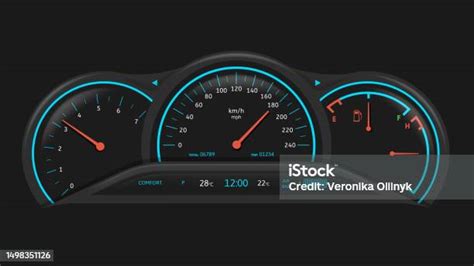 Car Dashboard Vehicle Performance Monitoring Indicators And Gauges Fuel