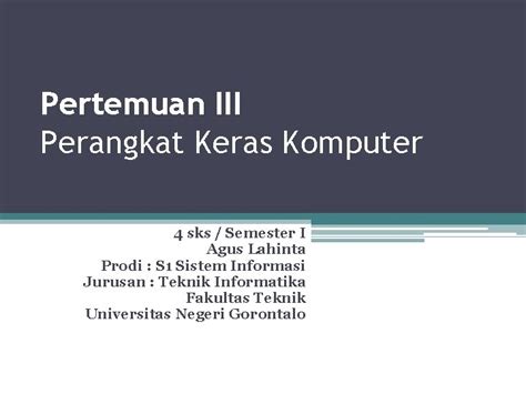 Pertemuan Iii Perangkat Keras Komputer Sks Semester