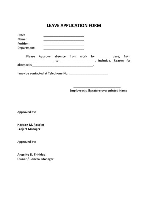 Leave Form Pdf