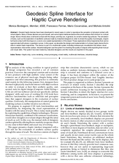 pdf geodesic spline interface for haptic curve rendering