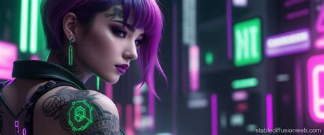 Black And White Tattoo Art Meets Green Code In Cli Stable Diffusion