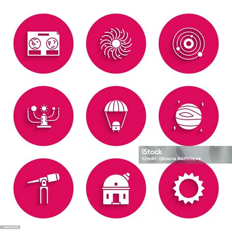 우주 캡슐과 낙하산 천문대 태양 행성 금성 망원경 태양계 밤 하늘 아이콘의 천체지도를 설정합니다 벡터 0명에 대한 스톡 벡터 아트 및 기타 이미지 Istock