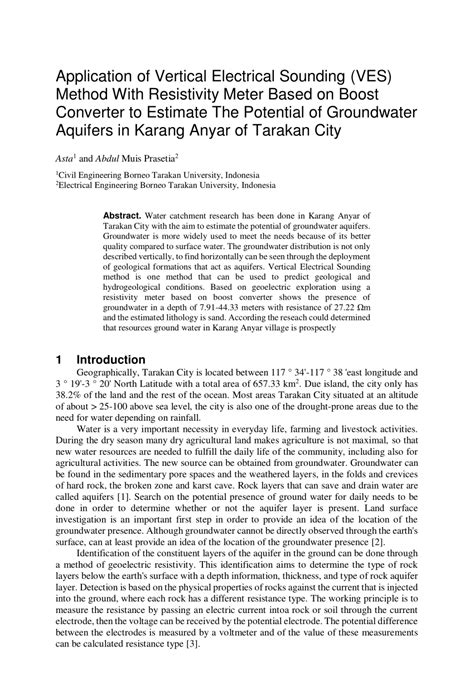 Pdf Application Of Vertical Electrical Sounding Ves Method With Resistivity Meter Based On