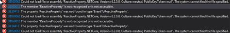 XDG0062 Could Not Load File Or Assembly ReactiveProperty NETCore