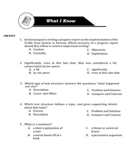 What I Know PRETEST Section Joaquin Is StudyX