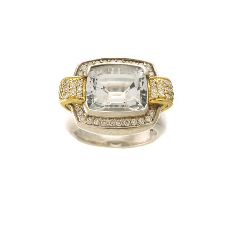 Authentic Lagos Two Tone Caviar White Topaz And Diamond Cocktail Ring