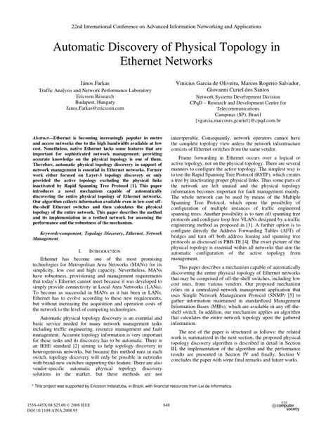 Pdf Automatic Discovery Of Physical Topology In Ethernet Networks