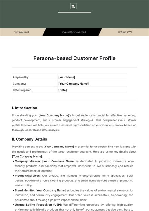 Free Customer Profile Templates To Edit Online And Print