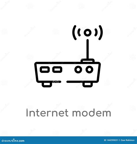 Icona Di Vettore Del Modem Di Internet Del Profilo Linea Semplice Nera