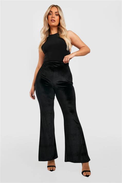 Plus Velvet Flares Boohoo Uk