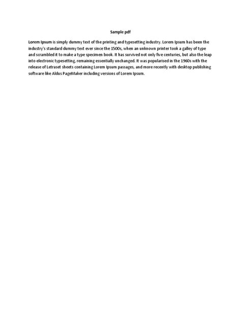 Sample Pdf Lorem Ipsum Is Simply Dummy Text Of The Printing And