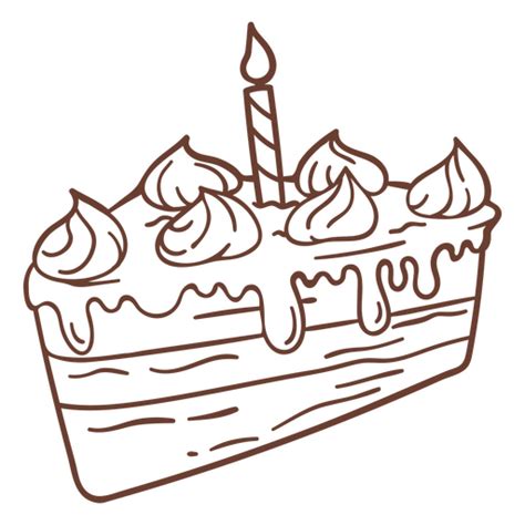 Diseño Png Y Svg De Dibujo De Un Pastel Con Una Vela Encima Para Camisetas