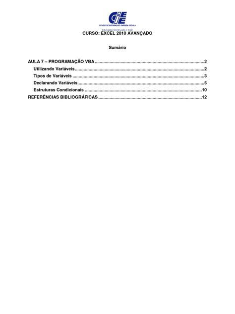 Apostila Aula 7 Pdf Microsoft Excel Macro Ciência Da Computação