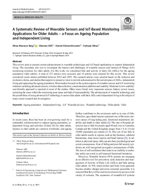 Pdf A Systematic Review Of Wearable Sensors And Iot Based Monitoring