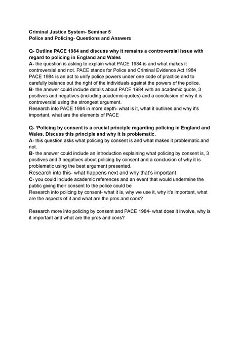 Cjs Seminar 5 Lecture Notes Criminal Justice System Seminar 5