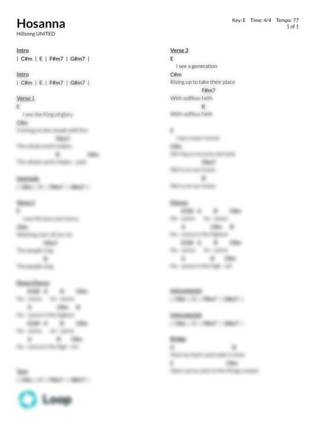 Hosanna Chord Chart Pdf Download Loop Community