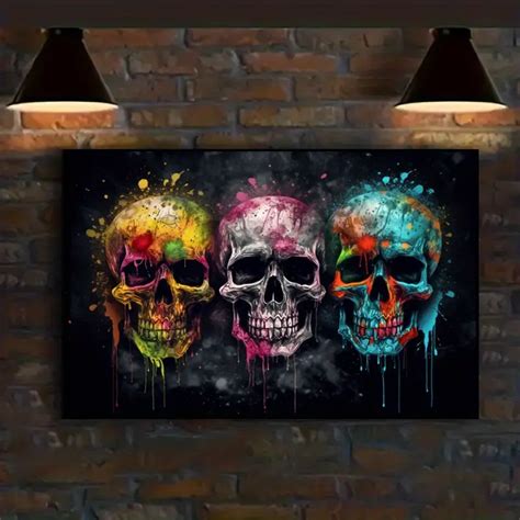 Art Canvas Poster Vibrant Skull Canvas Wall Art Artwork Wall Temu