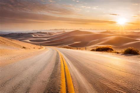 Landscape View Of Dusty Road Going Far Away Nowhere Ai Generated